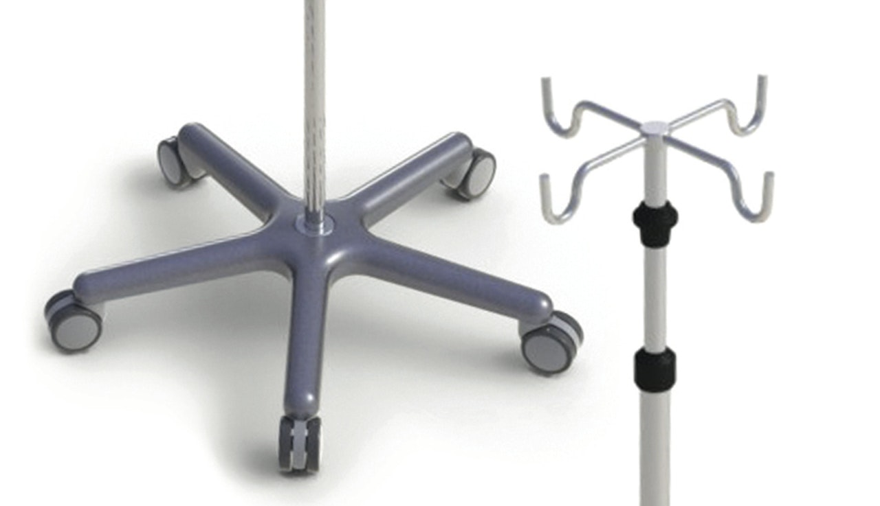 Transfusion | Infusion Stand - Mobile - 5-Star Base - 4 Hook | AneticAid